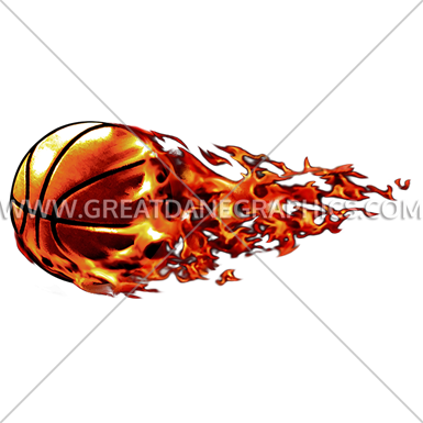 Flying Flaming Basketball - Flying Basketball Design Png - (385x385 ...