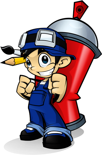 Paint Boy Mascot - Paint Mascot - (350x530) Png Clipart Download