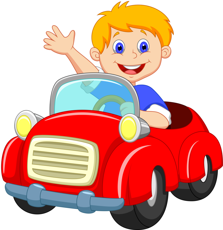 Boy Driving Red Car Clip Art - Boy In Car Cartoon - Full Size PNG ...