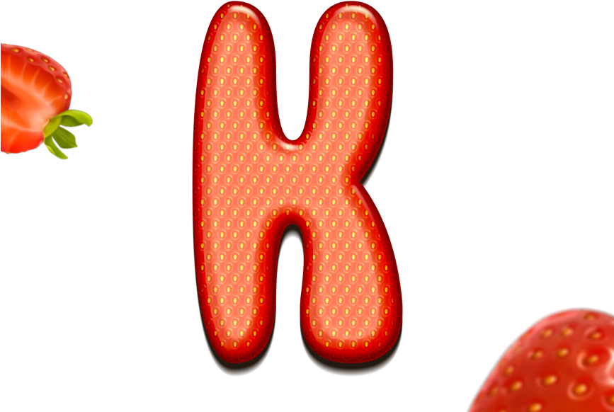 Strawberry Letter K 3d Text - Letter - (866x650) Png Clipart Download