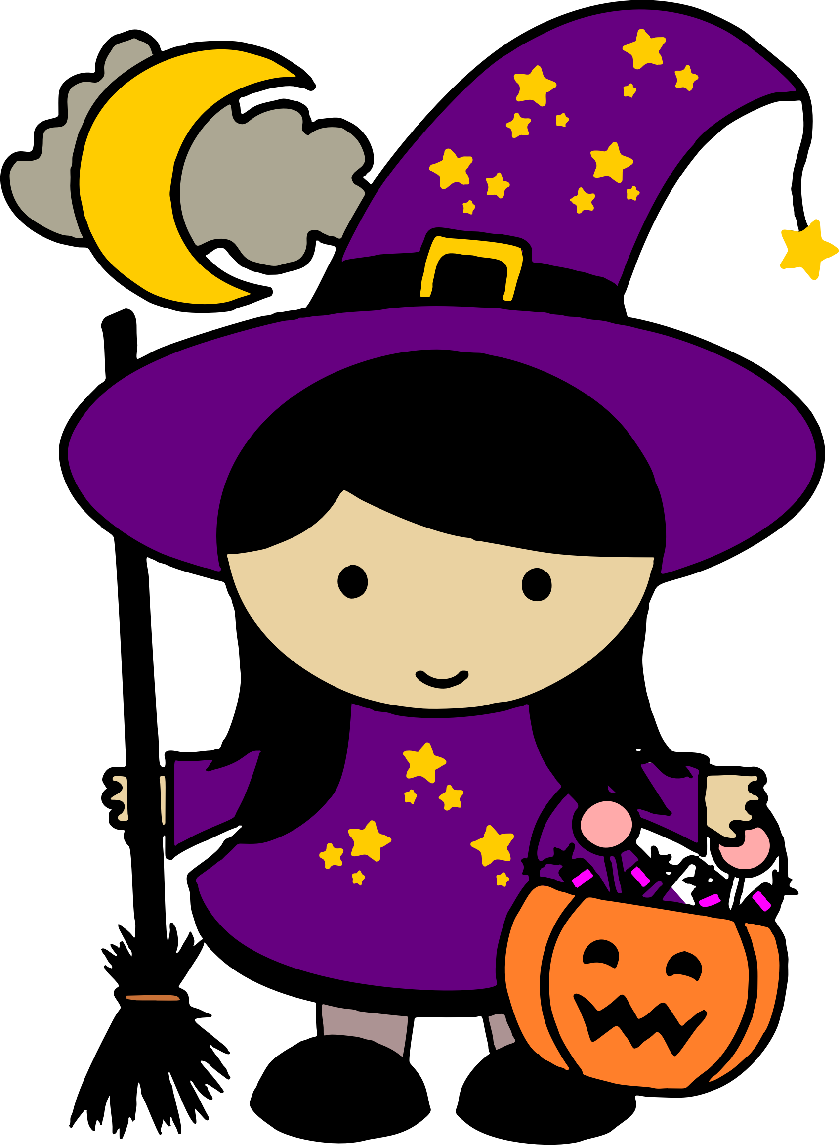 Clipart - Cute Halloween Witch Clip Arts - (1698x2316) Png Clipart Download