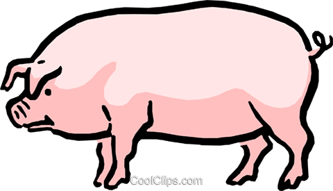 Cartoon Pig Royalty Free Vector Clip Art Illustration - Pig Side View ...