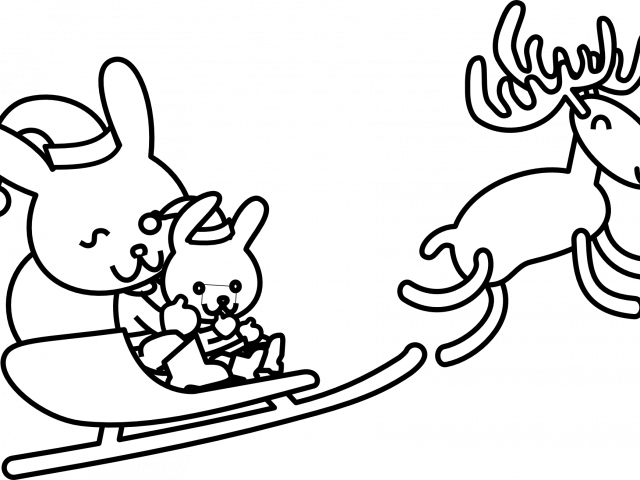 Christmas Rabbit Coloring Pages With Free Line Art - Christmas Bunny ...