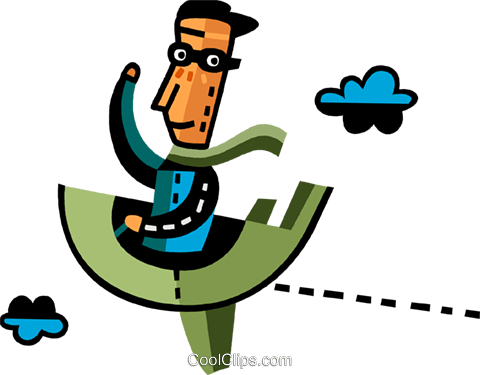 Man Flying Airplane Royalty Free Vector Clip Art Illustration - Man ...