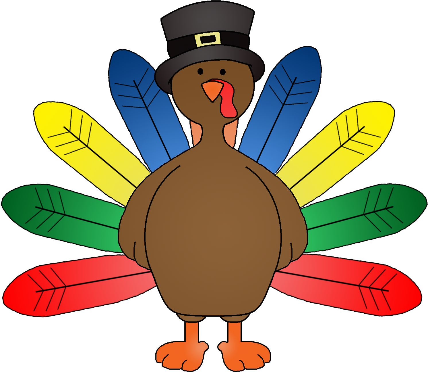 Thanksgiving Turkey Clip Art - Turkey With Colored Feathers ...