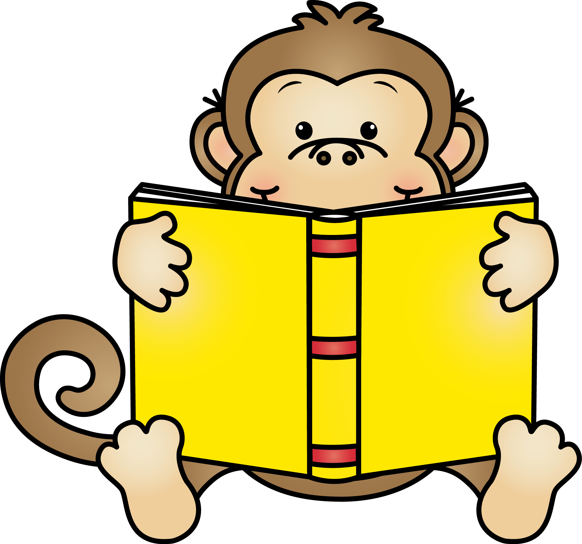 Monkey Reading A Book Clipart - Full Size PNG Clipart Images Download