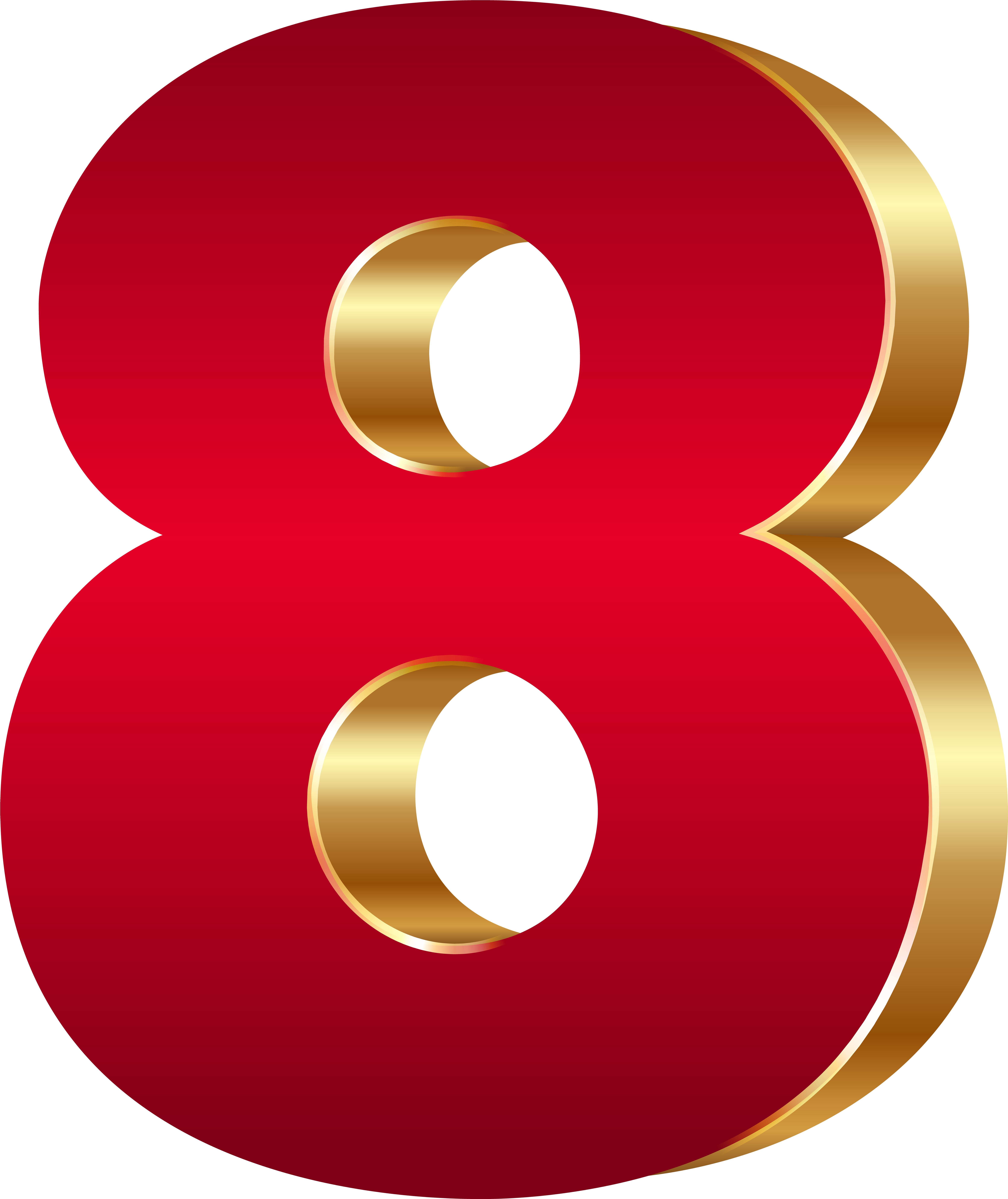 3d Number Eight Red Gold Png Clip Art Imageu200b Gallery - 3d Number ...