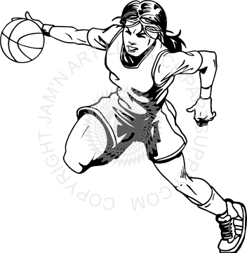 Girl Basketball Player Drawing - (352x361) Png Clipart Download