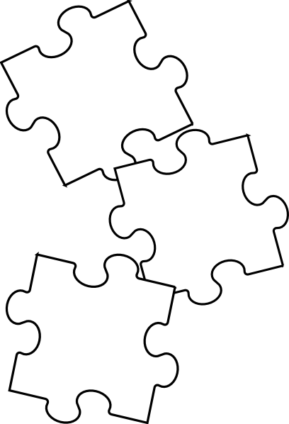 Black White Puzzle Piece Clip Art At Clker - Jigsaw Puzzle Black And ...