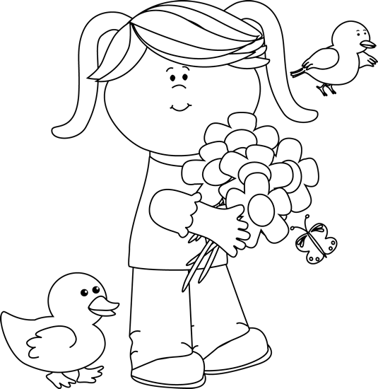 Spring Clip Art Black White - (535x550) Png Clipart Download