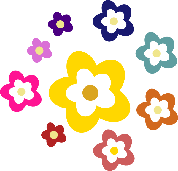 Colorful Flowers Clipart Png - (600x574) Png Clipart Download