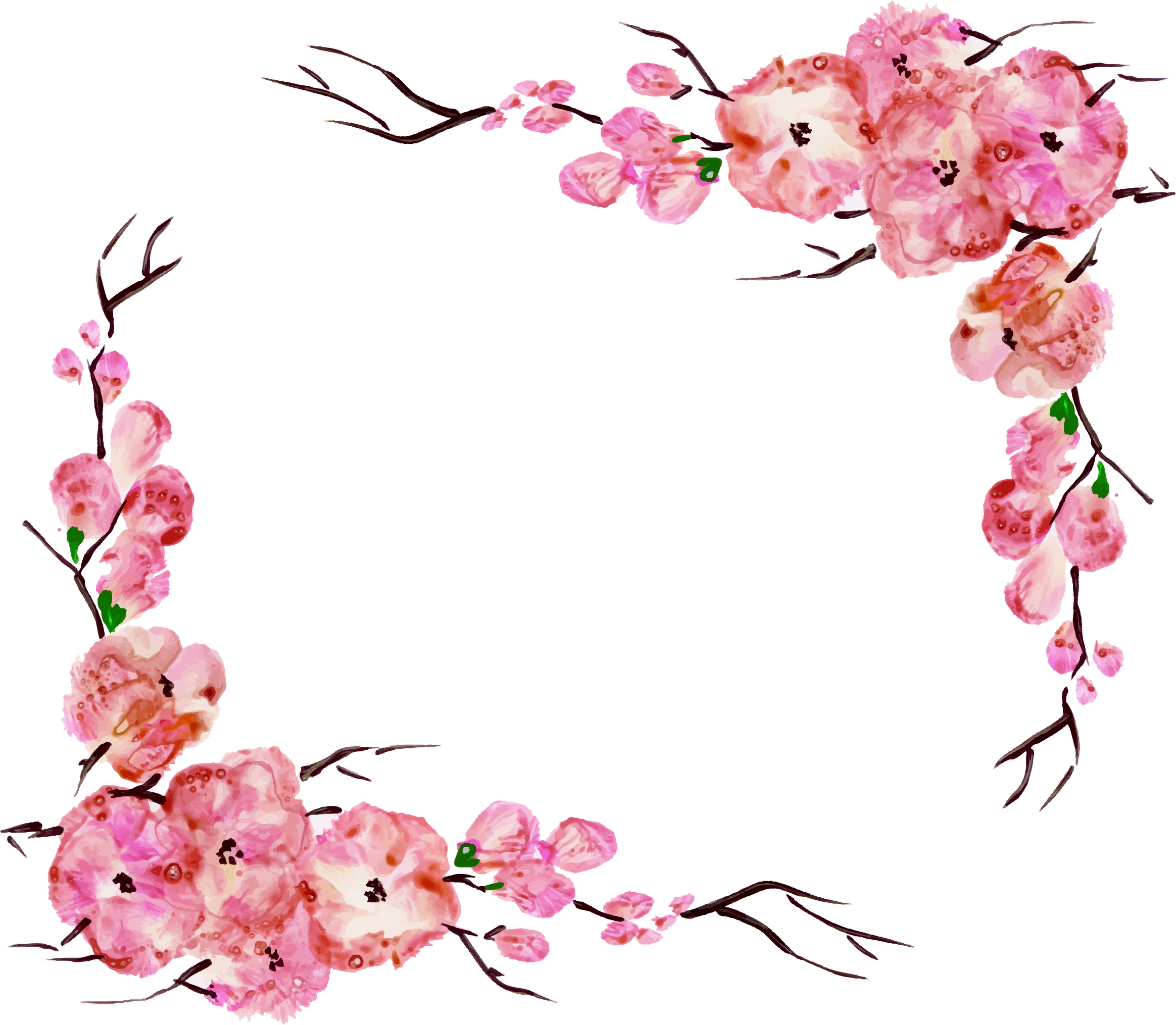 Vector Hand Painted Pink Flower Label - Png Flowers Label - (2328x2030 ...