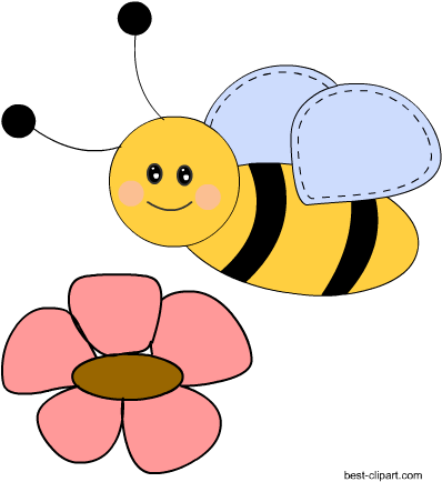 Free Bee And Flowers Clip Art - Honey Bee - (450x450) Png Clipart Download