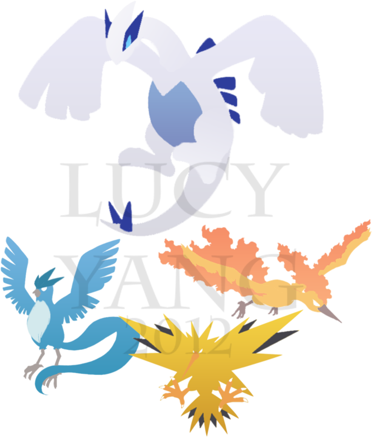 Lugia And Legendary Birds Trio Silhouette By Lucyrules20 - Pokemon Articuno - (832x960) Png ...