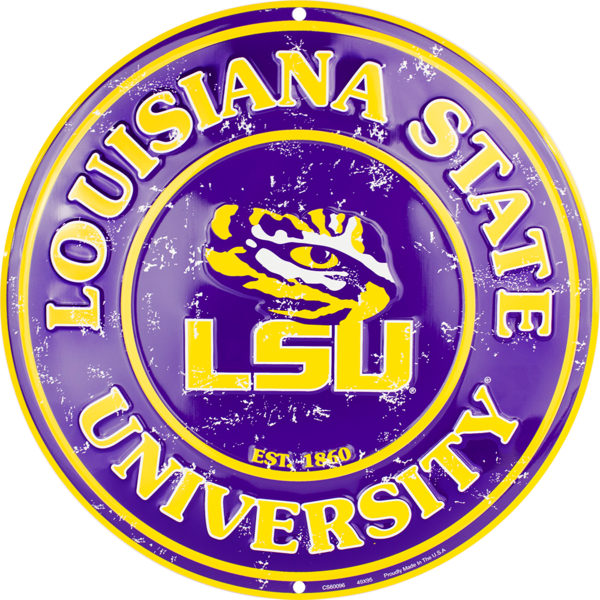Lsu Tigers Circle Sign - Lsu Tigers 12 Inch Embossed Metal Nostalgia ...