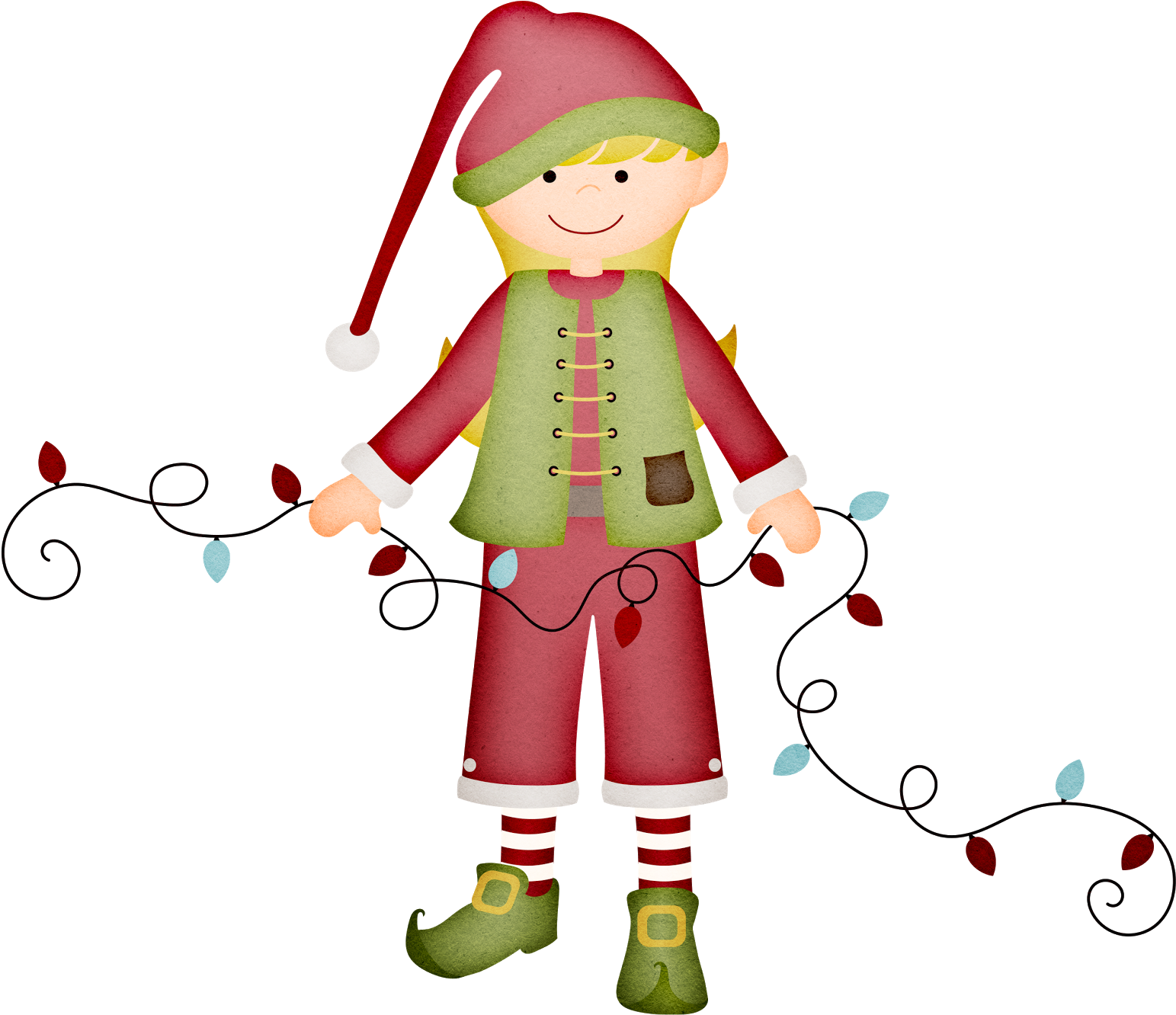 Elf With Lights - Christmas Day - (2721x2316) Png Clipart Download