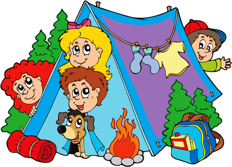 Illustration Of Group Of Camping Kids Vector Art, Clipart - Kids ...