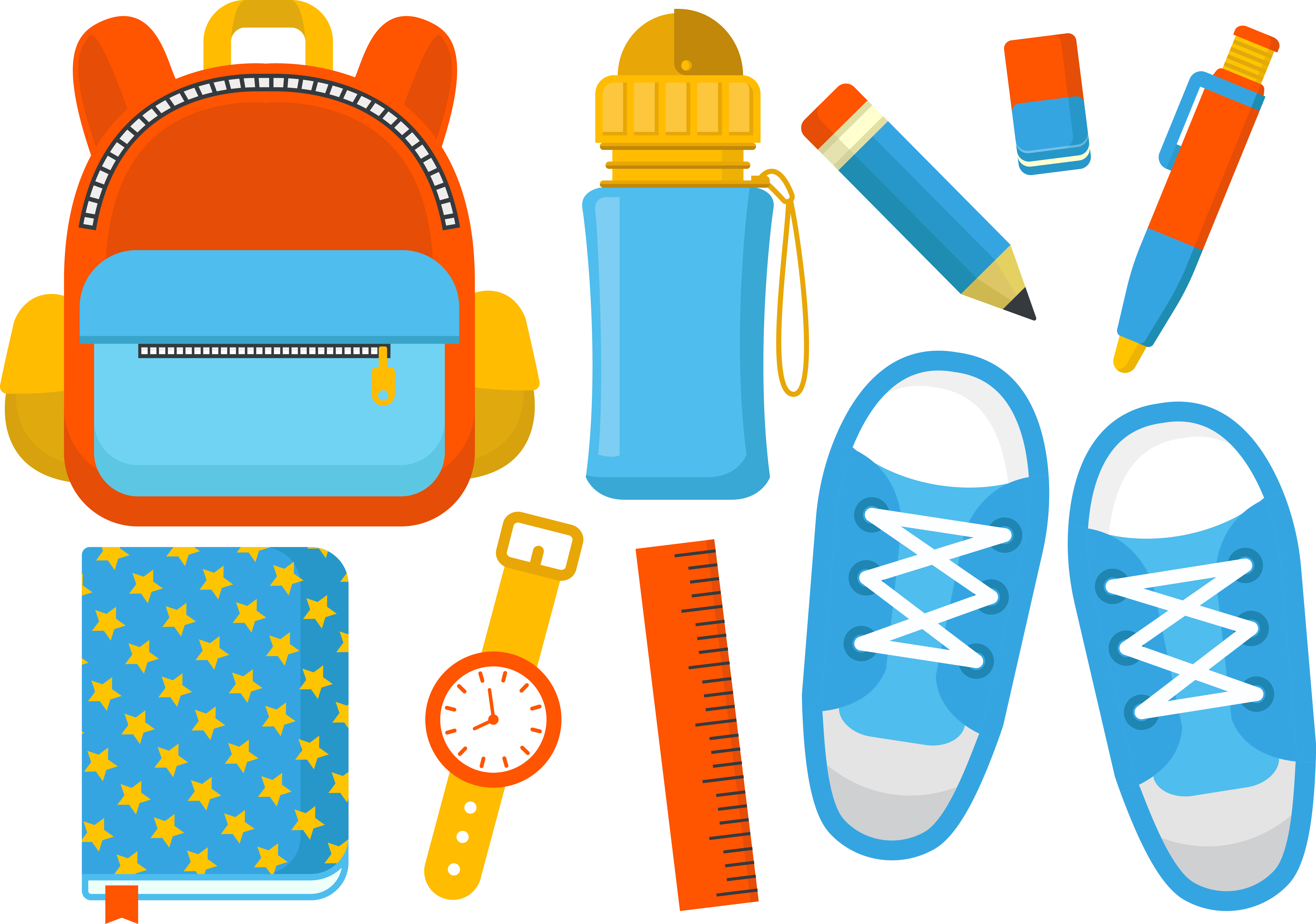 School Supplies Clip Art - Kids Stuff Vector - Full Size PNG Clipart ...