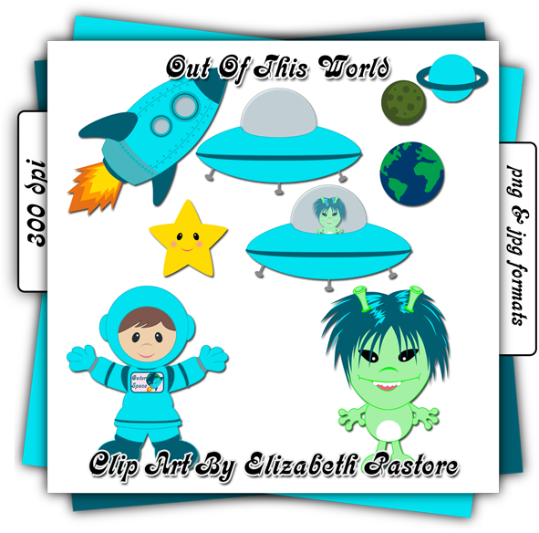 Outer Space Clip Art In Blue - Outer Space - Full Size PNG Clipart ...