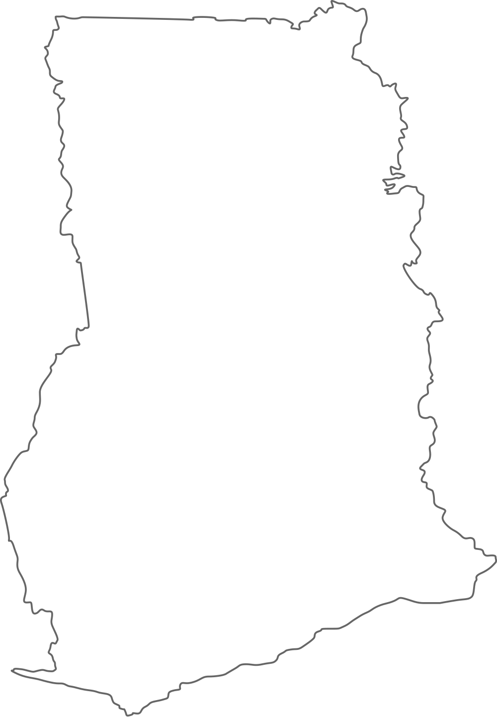 Ghana Map With Cities - Line Art - (1000x1442) Png Clipart Download