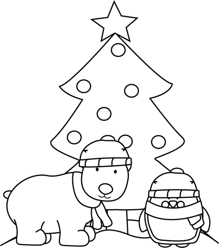 Black And White Christmas Penguin Clipart - Christmas Polar Bear Clip ...