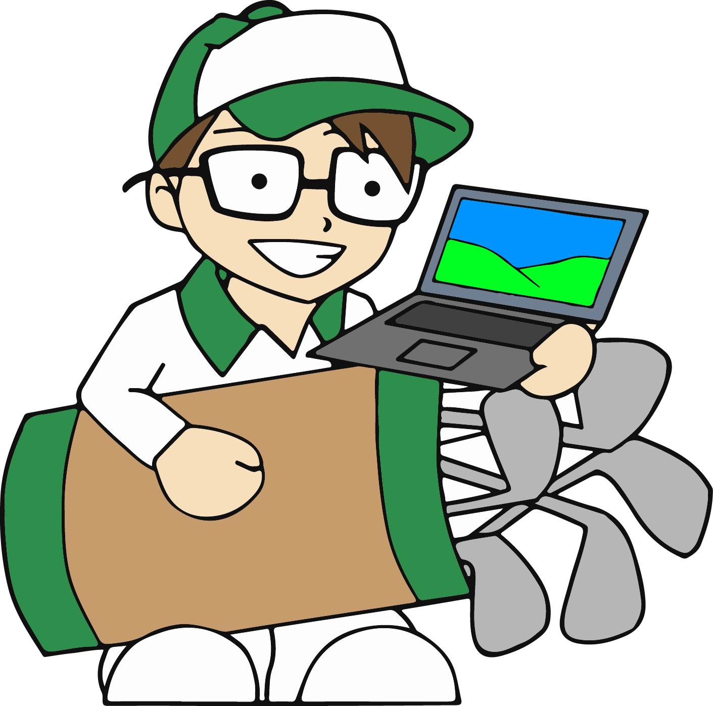Kaddy's Computer Repair - Cartoon Laptop Repair Green Color Png ...