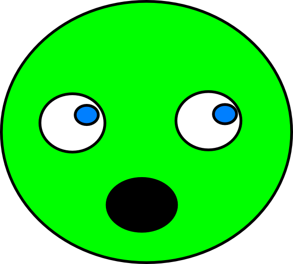 Clipart - Green Scared Face - (600x541) Png Clipart Download