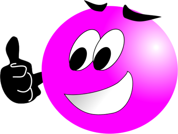 Pink Clipart Smiley Face - Pink Thumbs Up Emoji - (600x454) Png Clipart ...