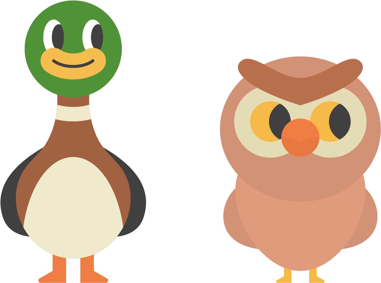 Owl Duck Cartoon - Vector Graphics - (1500x1500) Png Clipart Download
