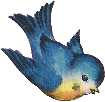 Vintage Blue Bird Clipart - (366x355) Png Clipart Download