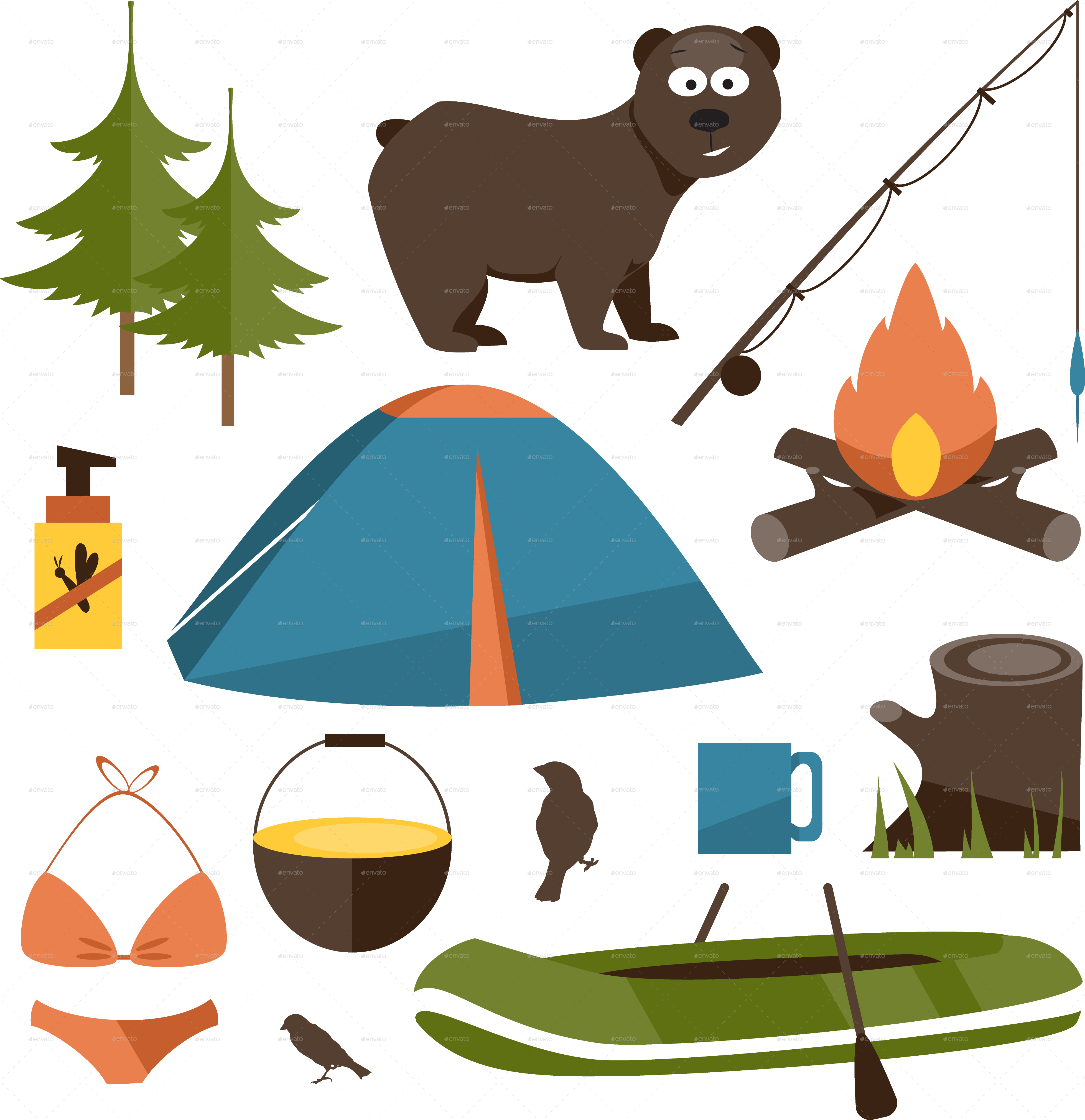 Camping Set - Illustration - (3914x4042) Png Clipart Download