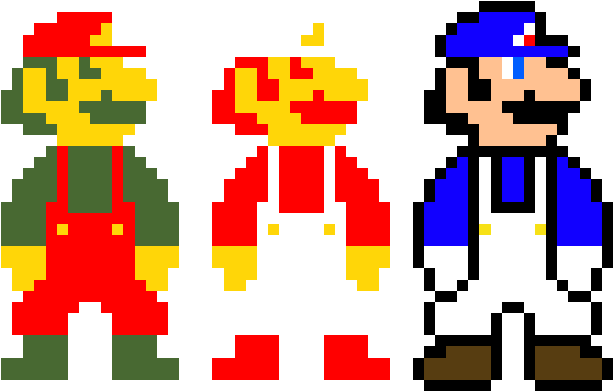 Regular Mario & Fire Flower Mario (kamuisenketsu) - Pixel Art Mario ...