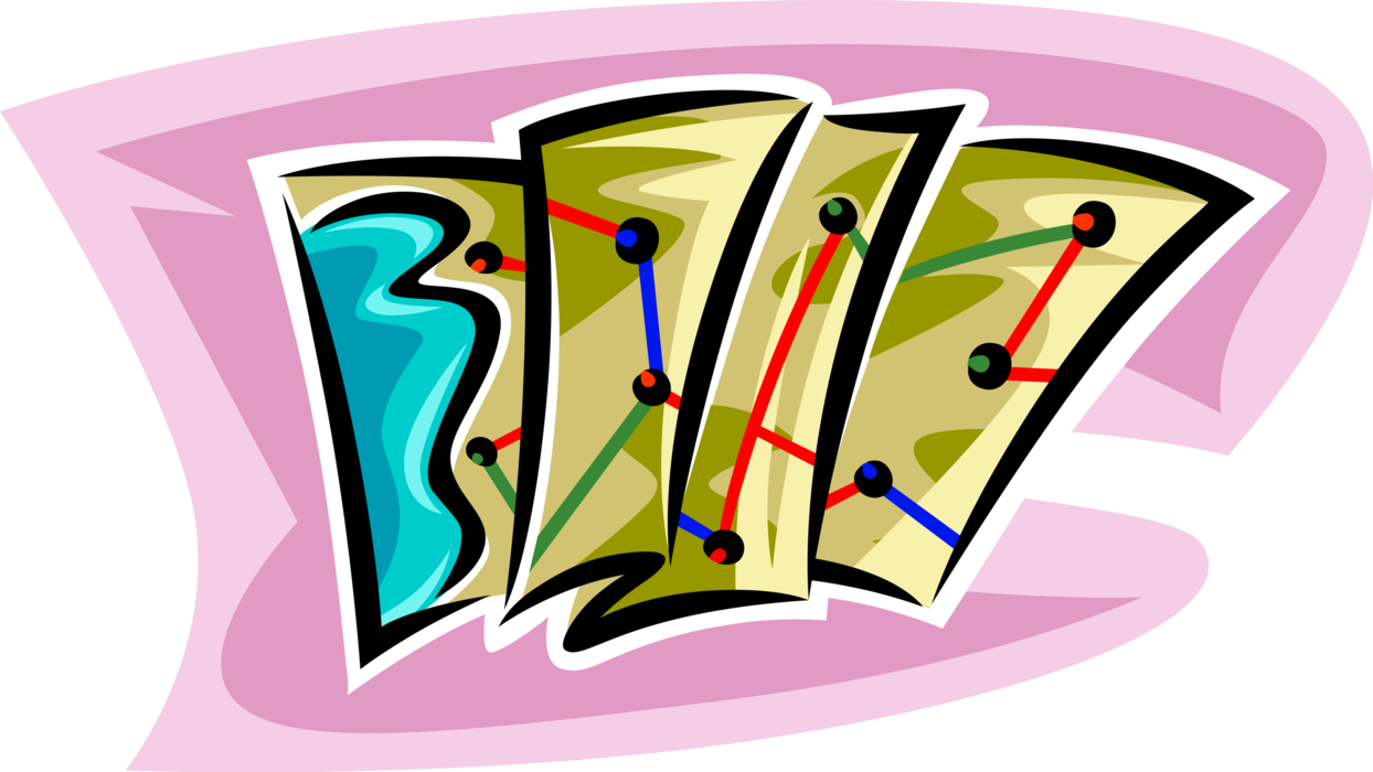 Vector Illustration Of Geographic Cartography Road - Vector ...