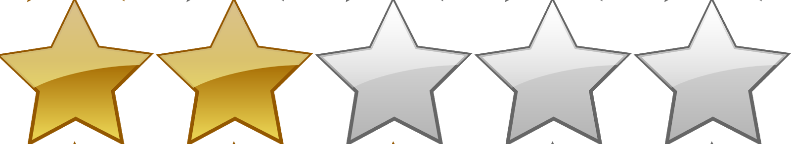 Stars Clipart - 2 5 Star Rating - (1600x292) Png Clipart Download
