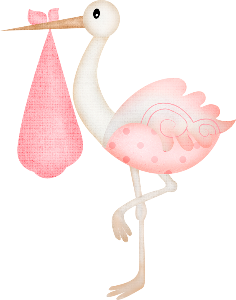 Clip Art - Stork Baby Shower Girl - Full Size PNG Clipart Images Download