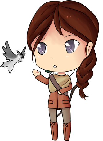 Hunger Games - Katniss Chibi - (332x456) Png Clipart Download