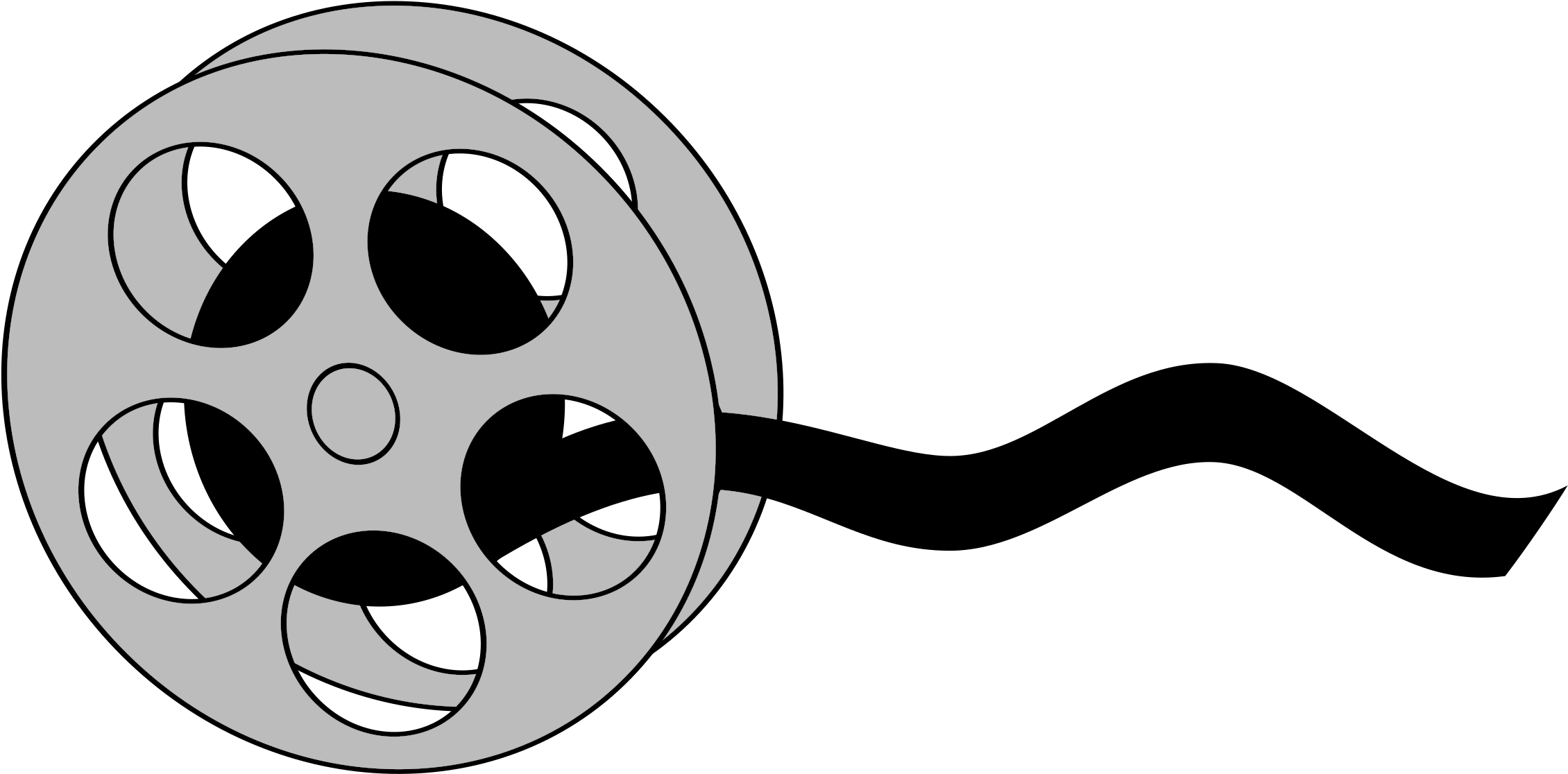 Free Movie Reel Clipart Illustration - Film Reel Cartoon - (2400x1195 ...