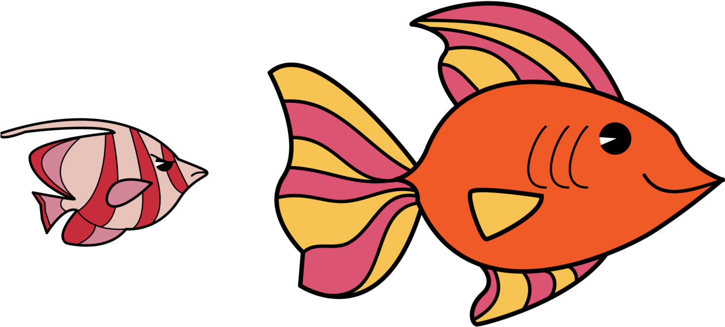 Pin Small Fish Clipart - Fish Big And Small - (1468x662) Png Clipart ...