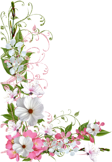 Pink And Green Spring Decor Png Picture Clipart - Flower Border Png ...