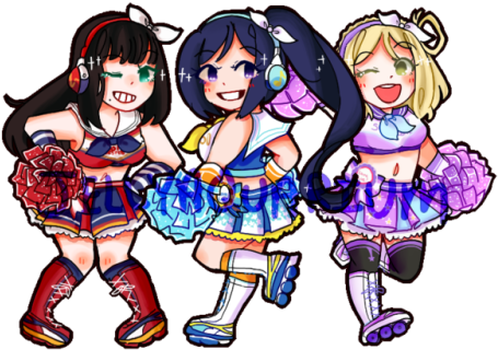 Third Year Cheerleaders ☆ - Love Live Chibi Transparent Cheerleader ...
