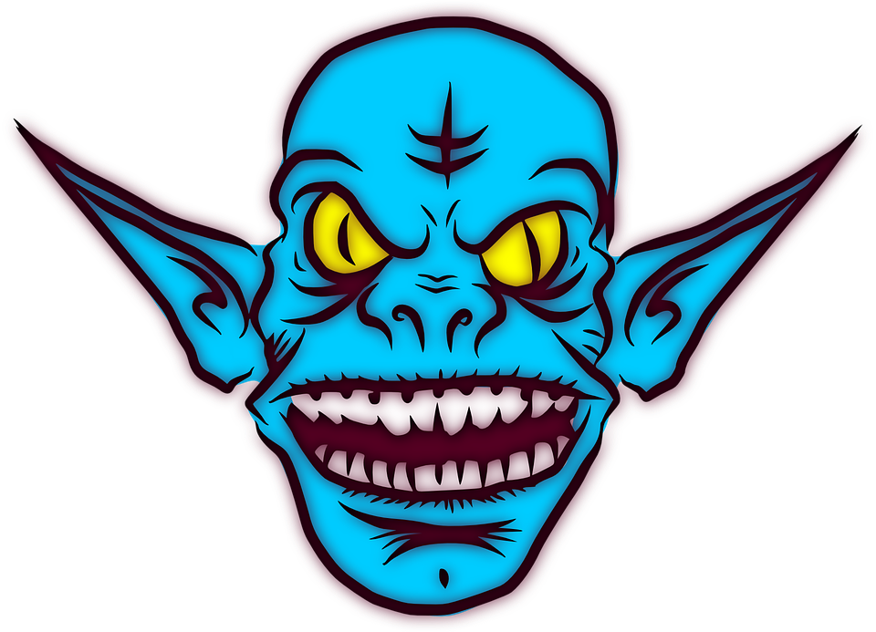 Horror Clipart Halloween Monster - Goblin Face Png - (960x693) Png ...