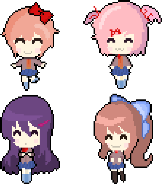 Doki Doki Literature Club - Ddlc Yuri Pixel Art - (640x640) Png Clipart Download