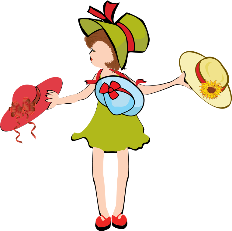 Sun Hat Clip Art - Woman Wearing Many Hats Clipart - (845x845) Png ...