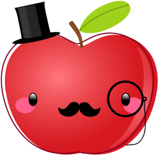 Free "dapper Apple" With A Mustache Clip Art - Apple With A Face - Full ...