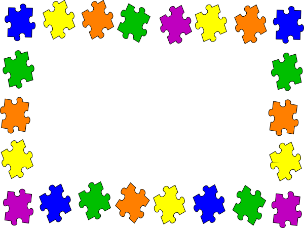 Orizontal - Autism Puzzle Piece Border - (600x450) Png Clipart Download