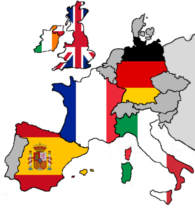 Spain Clipart Europe - France Germany Italy Spain Uk - (676x748) Png ...