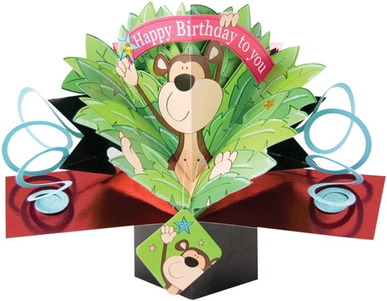 Birthday Monkey Pop-up Greeting Card - (800x800) Png Clipart Download