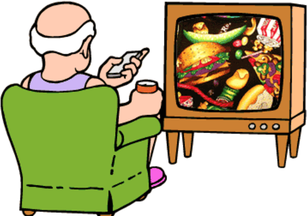 Clipart - Person Watching Tv Cartoon - (600x430) Png Clipart Download