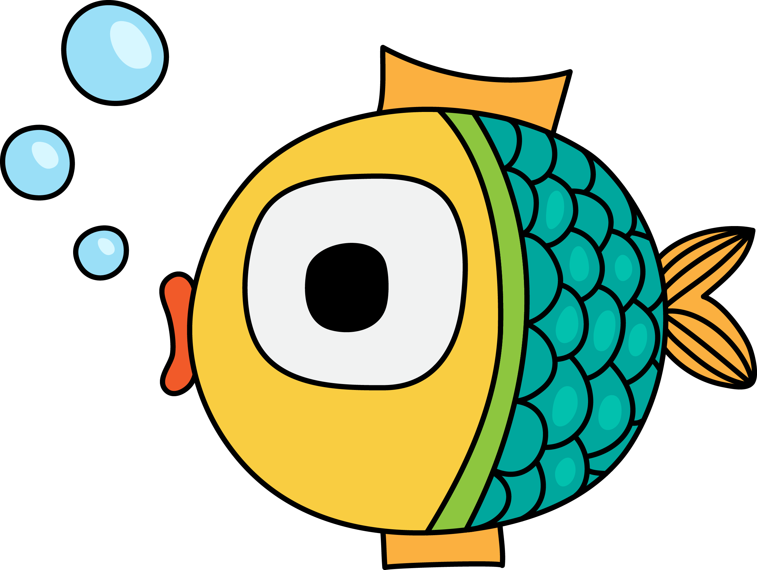 Coloured Version - Colourful Fish Cartoon - (2433x1833) Png Clipart ...