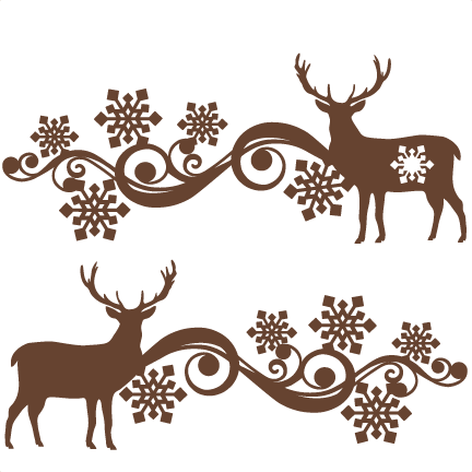 Reindeer Snowflake Flourish Set Svg Scrapbook Cut File - Corner ...